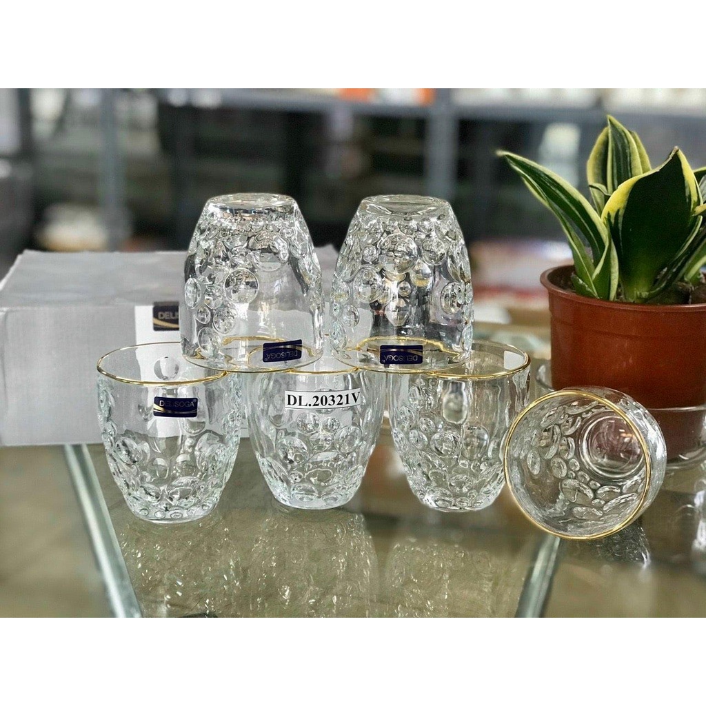 Ly thủy tinh chịu nhiệt uống nước vân bong bóng đáy vát ( 1 Cái ...