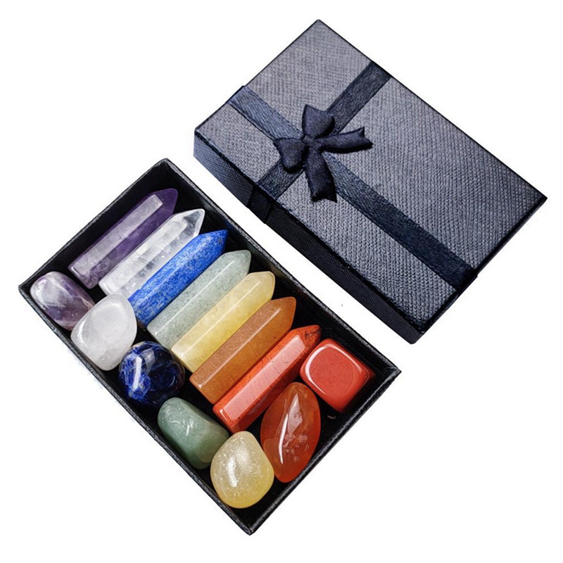 14Pcs Seven Chakra Energy Healing Stone Combination Set Natural Crystal ...