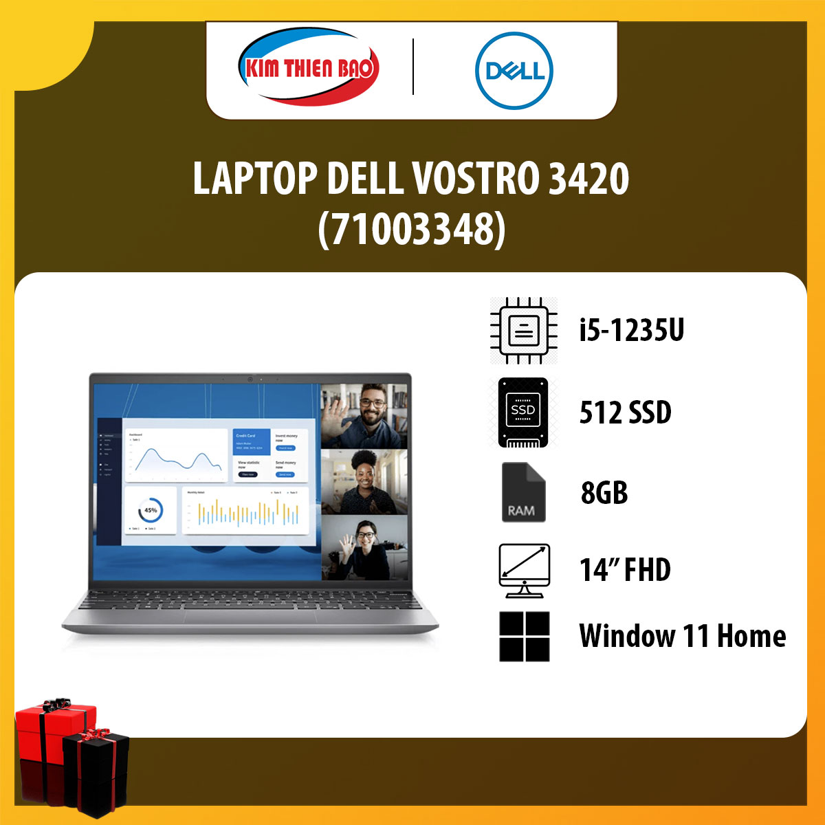 Laptop Dell Vostro 3420 i5-1235U 8GB 512GB SSD Intel Iris Xe Graphics ...