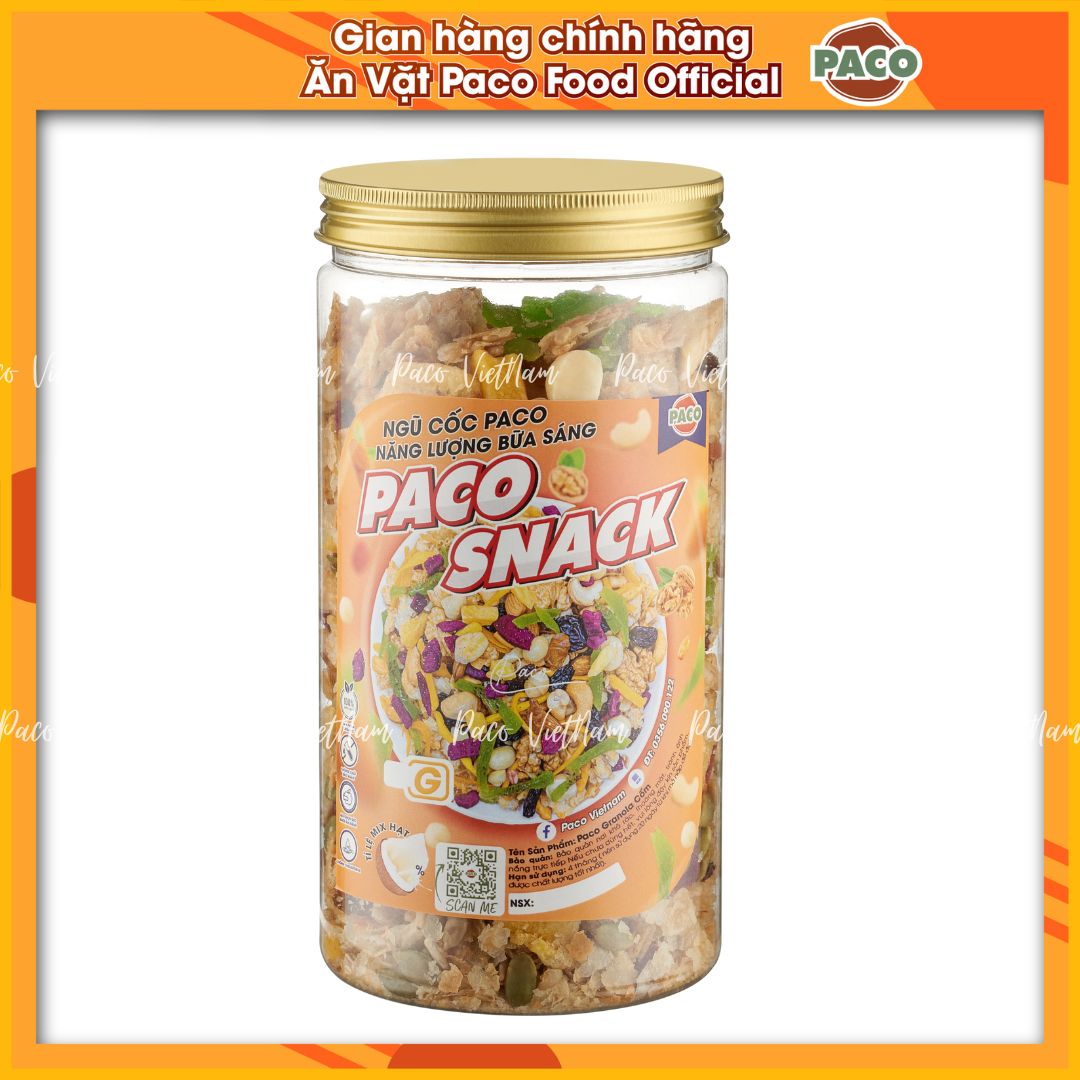 Granola PACO Snack Cốm mix 100% hạt CÓ MACCA và hoa quả sấy không yến ...