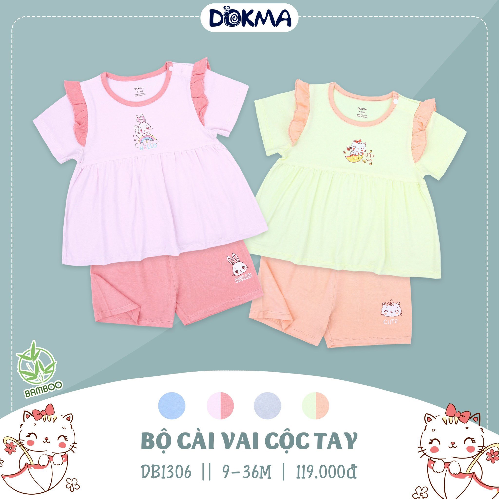 (DOKMA)Bộ cộc tay bé gái 6-36 tháng Dokma DB4121306 - MixASale