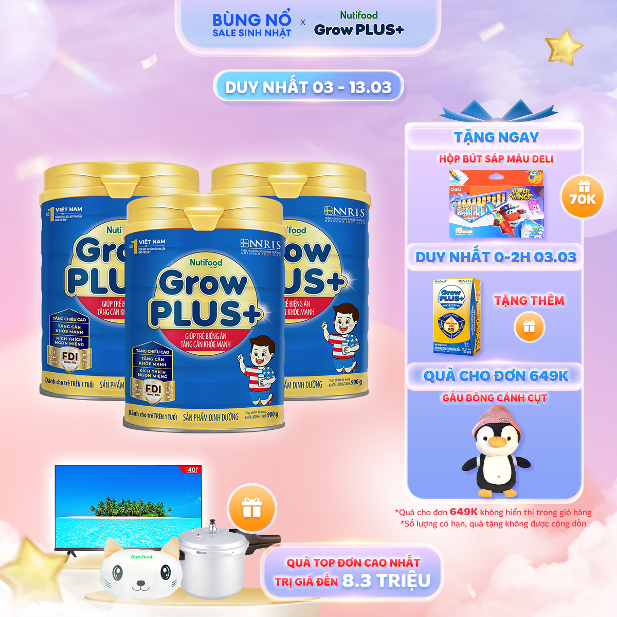 Sữa bột Grow Plus xanh 1.5kg - MixASale