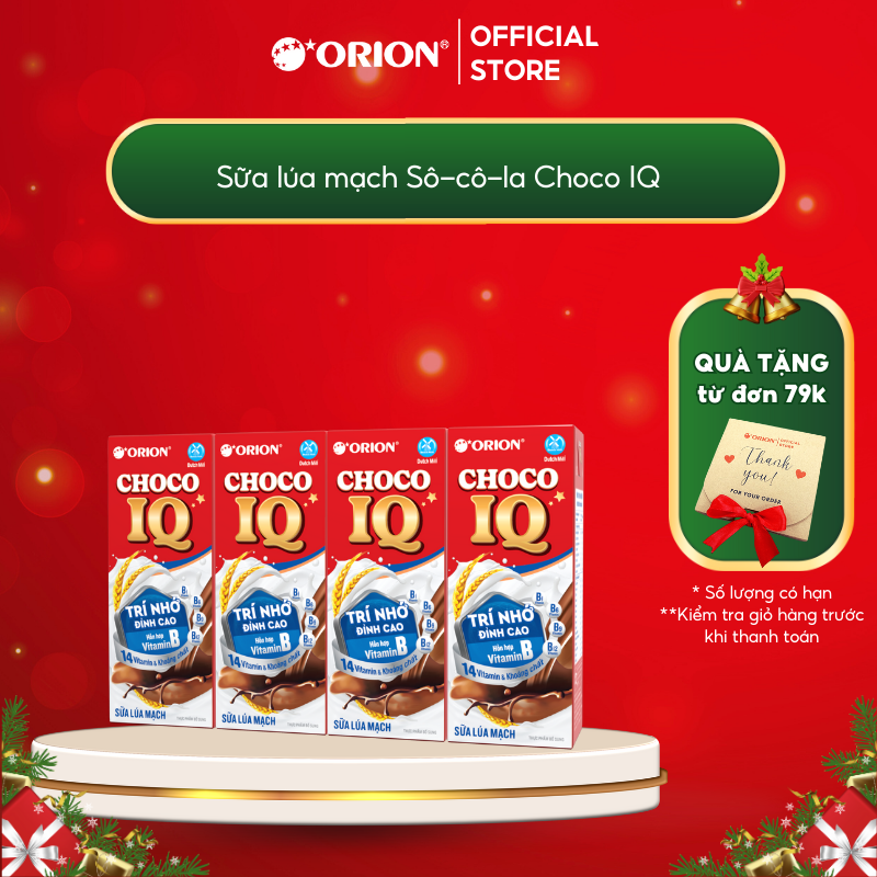 Lốc 4 hộp Sữa ORION Lúa Mạch Sô-cô-la Choco IQ 180ML | Lazada.vn
