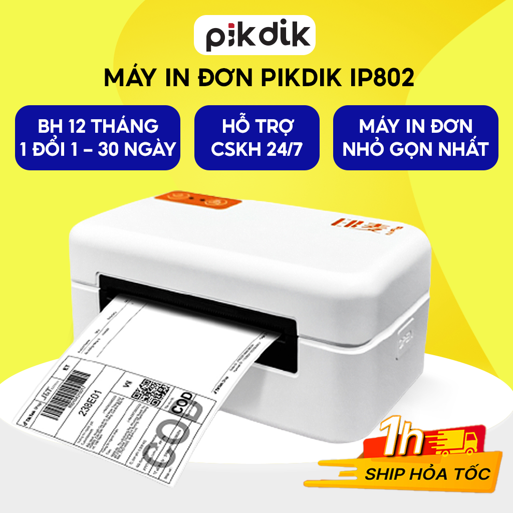 Máy in nhiệt mini PIKDIK IP802 in đơn hàng in tem mã vận đơn mã vạch ...
