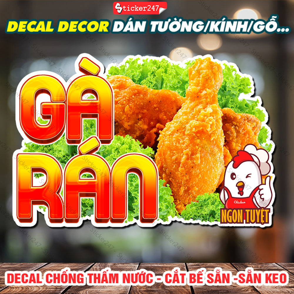 Decal Gà Rán trang trí quán – Sticker Gà Rán , Decal dán tường, tủ ...
