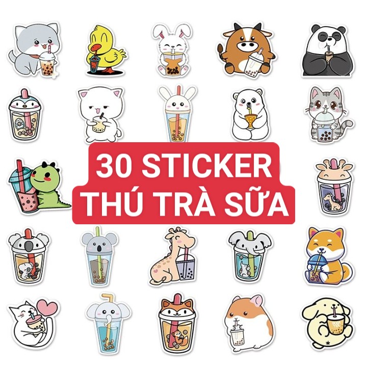 Combo 30 Sticker Hình Dán Chống Nước Decal Điện Thoại Laptop Nón Mũ Bảo ...