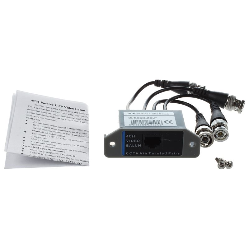4-Channel Video Balun BNC UTP CAT5 Transmitter for CCTV/ Surveillance Camera Trend - nbm67e2 ...