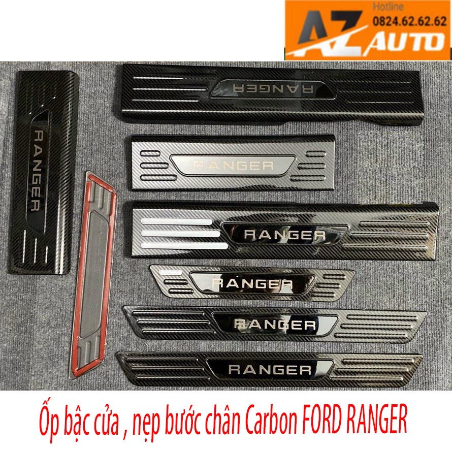 Ốp Bậc Cửa Nẹp Bước Chân FORD RANGER 2016 - 2022 Chất Liệu Carbon ...