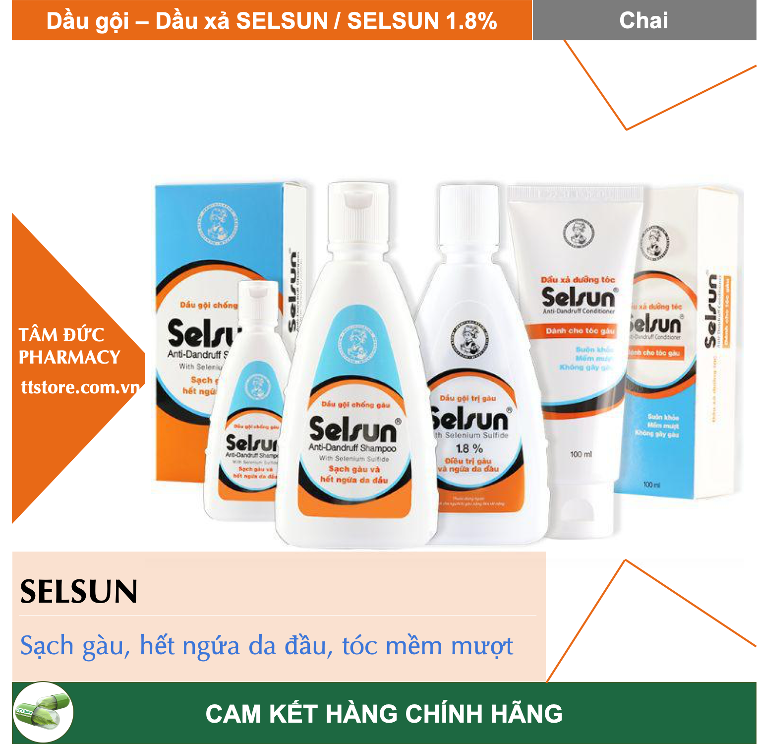Dầu gội chống gàu selsun dây (10 gói/1dây) - MixASale