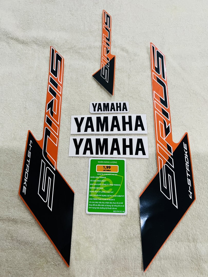 Bộ tem decal dán xe máy Yamaha Sirius đời 2022 THẮNG ĐÙM màu xám cam ...