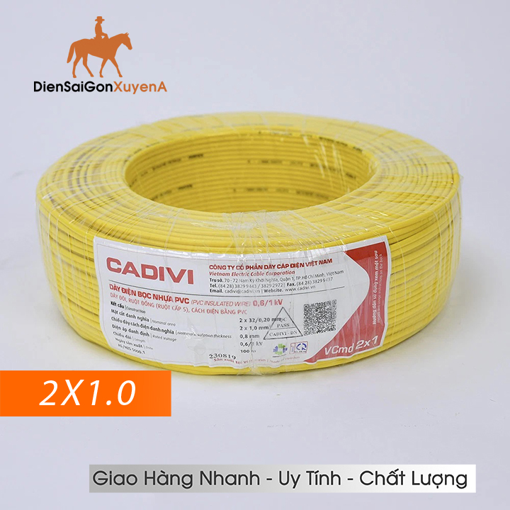 10 mét dây điện đôi Cadivi Vcmd 2x0.5, 2x0.75, 2x1.0, 2x1.5, 2x2.5 ...