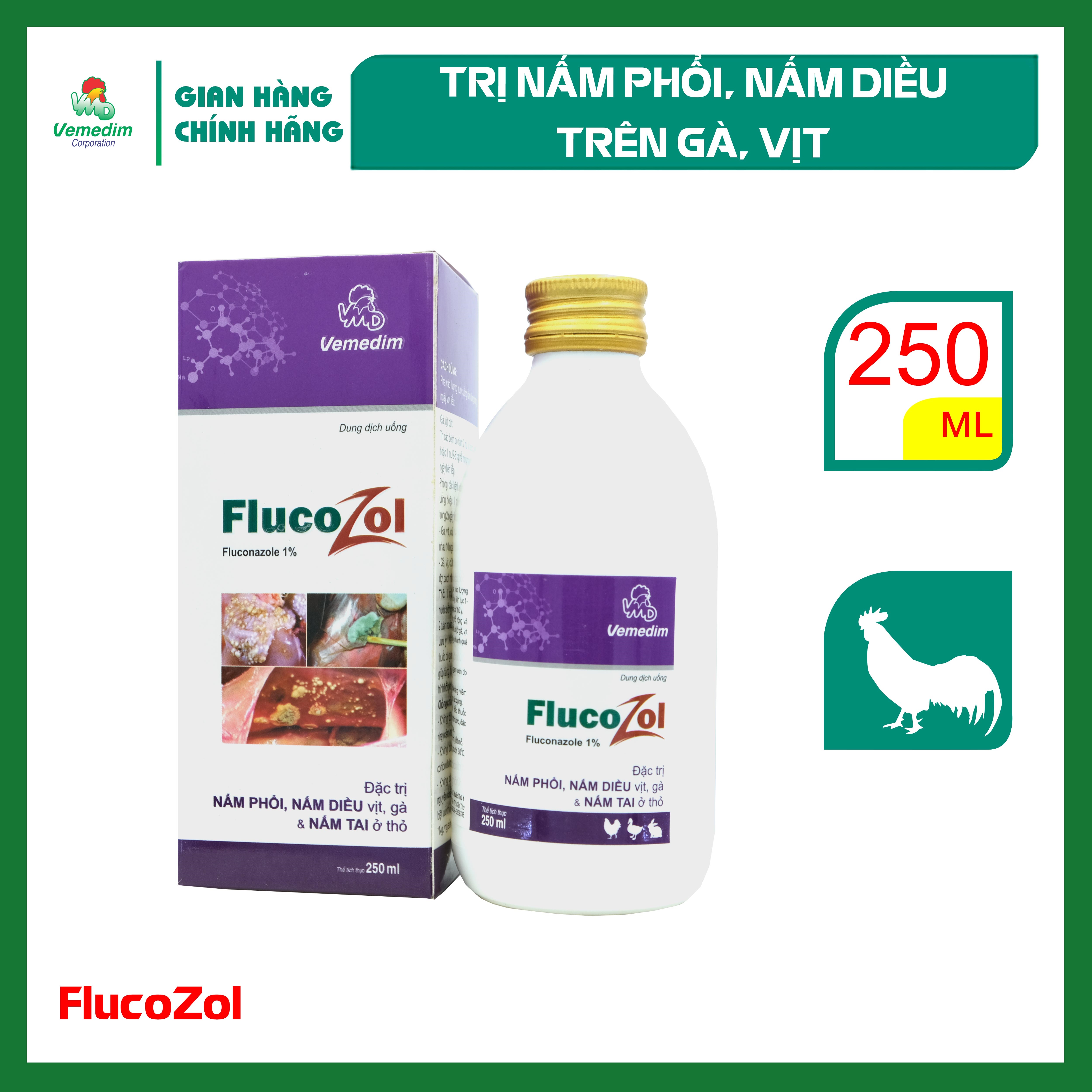 Vemedim Flucozol pha vào nước uống dùng chống nấm phổi, nấm diều trên ...