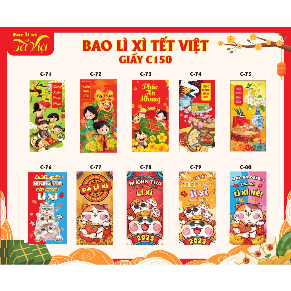 (Inbox chọn mẫu) Combo 100 BAO LÌ XÌ NĂM 2023 CAO CẤP CỰC ĐẸP ( Hơn 50 ...
