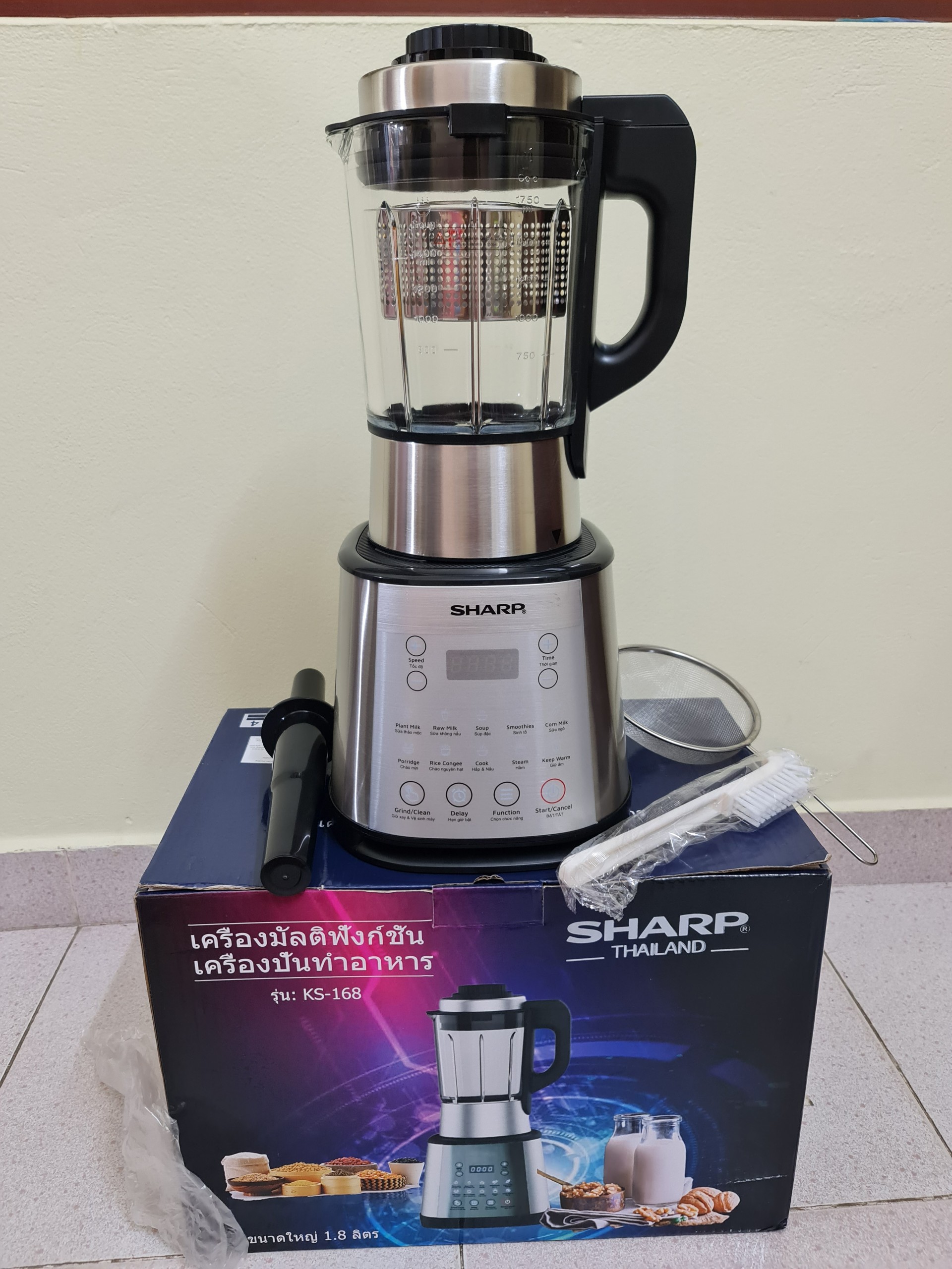 [HÀNG THÁI] Máy làm sữa hạt Sharp KS168 - Dung tích 1,75 lít - Máy xay nấu sữa đậu nành - Máy ...