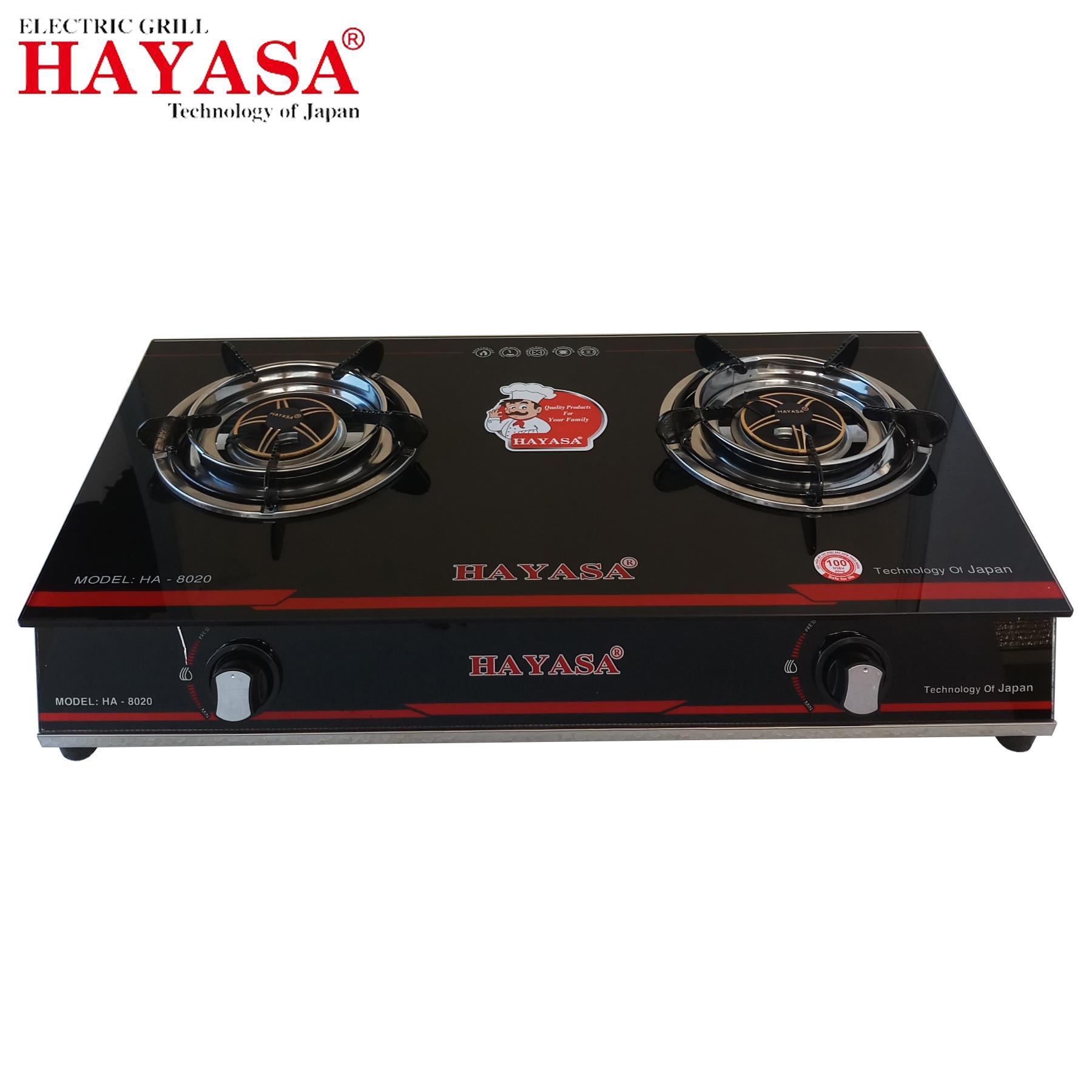 Bếp Gas Đôi Dòng Cao Cấp 2 Mặt Kiếng HAYASA HA-8020 Điếu Hộp Inox 304 Chén Đồng Đen | Lazada.vn