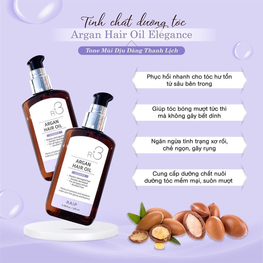 Tinh Dầu Dưỡng Tóc Bóng Mượt Raip R3 Argan Hair Oil 100ml - ELEGANCE ...