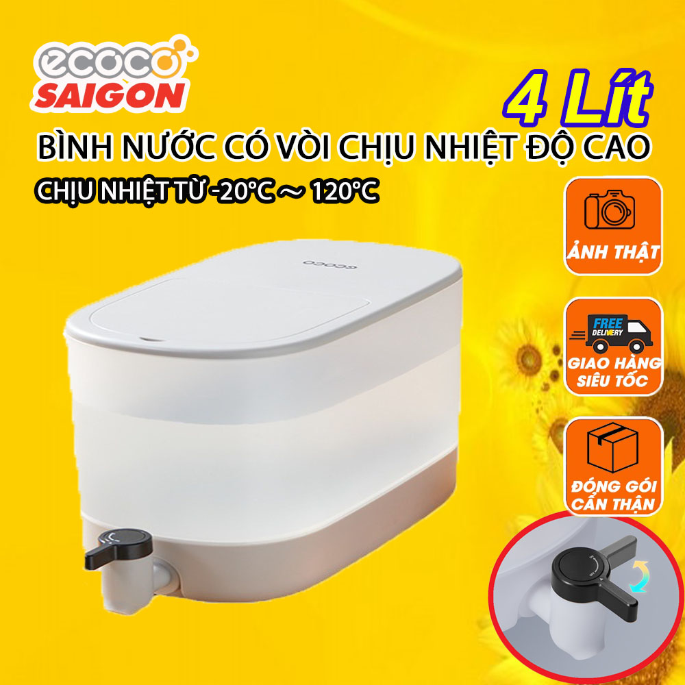 Bình nước để tủ lạnh 4L có Vòi chịu nhiệt độ cao, đựng nước ép, trái cây Ecoco E2212 | Lazada.vn