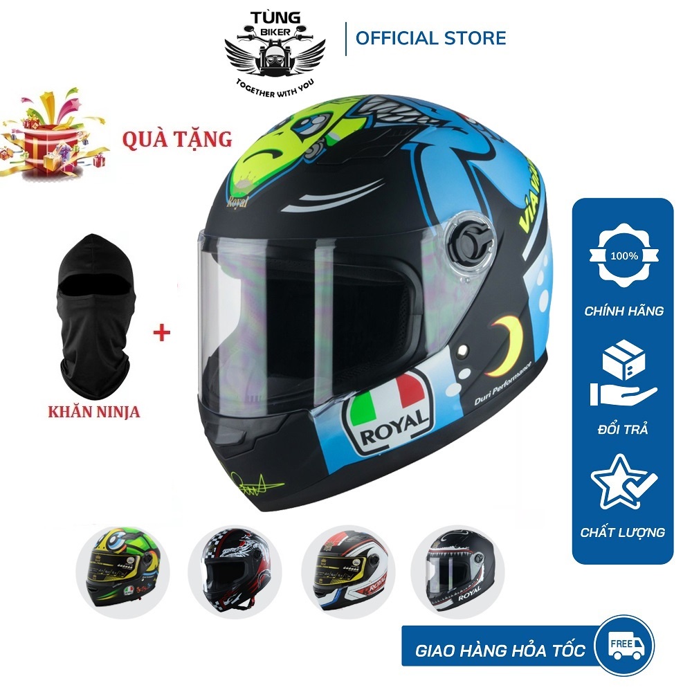 Mũ Bảo Hiểm Full face Royal M136 - ASIA MT136 Mẫu Trơn - Bảo Hành 12 Tháng (Tặng Khăn Trùm Ninja ...