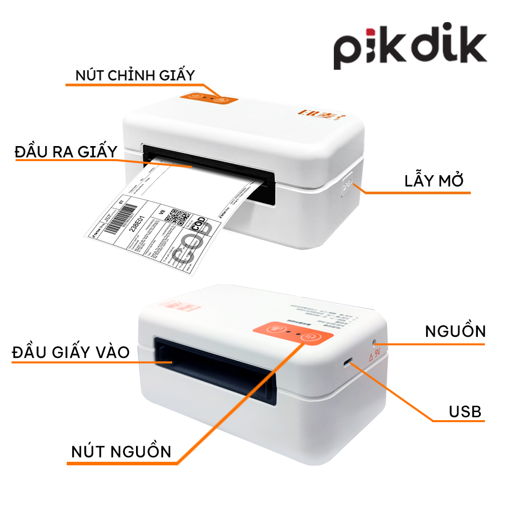 Máy in nhiệt mini PIKDIK IP802 in đơn hàng in tem mã vận đơn mã vạch ...