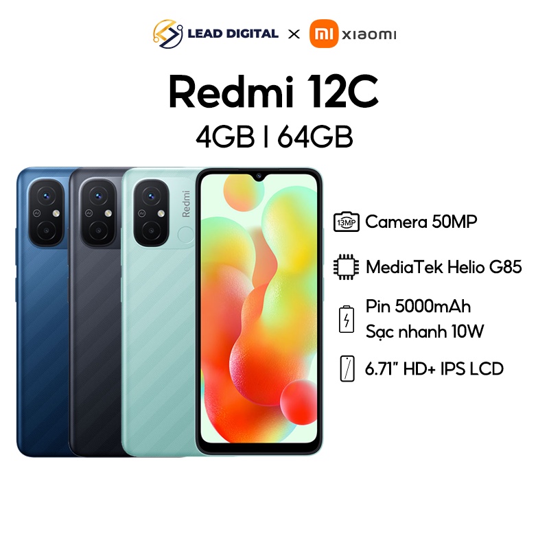 Điện thoại xiaomi redmi 12c 4gb 64gb pin 5000 mah helio g85