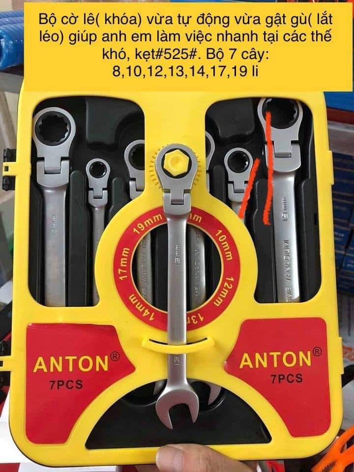Bộ cờ lê vòng miệng - tròng gật gù tự động 2 chiều 7 chi tiết Anton cao cấp 8-19mm - MixASale