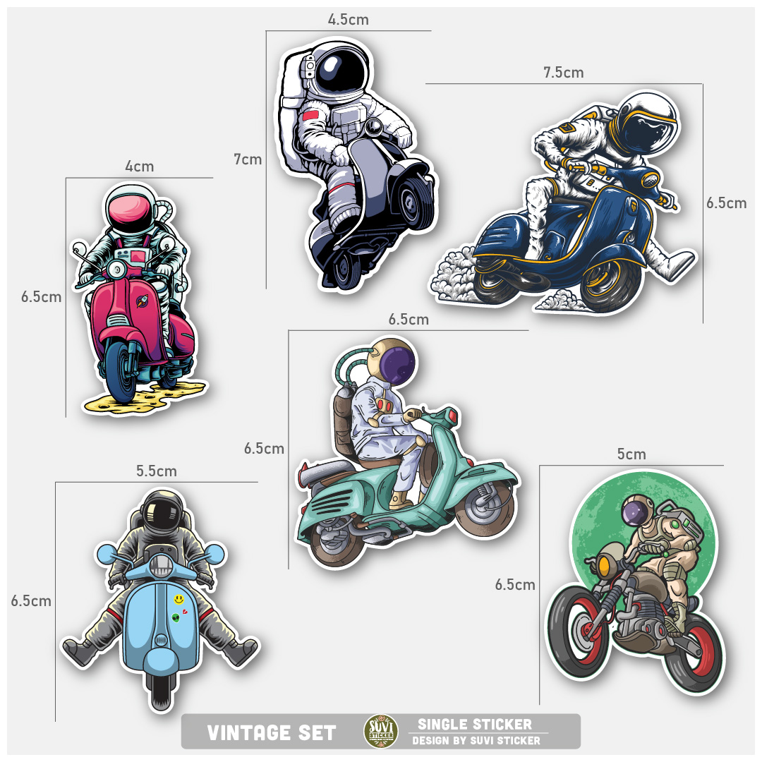STICKER LẺ - Sticker Phi Hành Gia dán mũ bảo hiểm laptop điện thoại ...