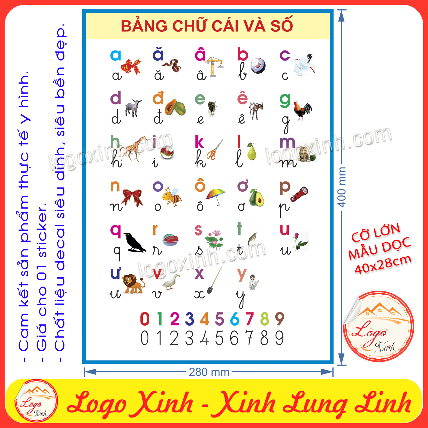 Bảng Chữ Cái Tiếng Việt Dạng Tranh Treo Tường Không Đinh, Decal Dán Cho ...