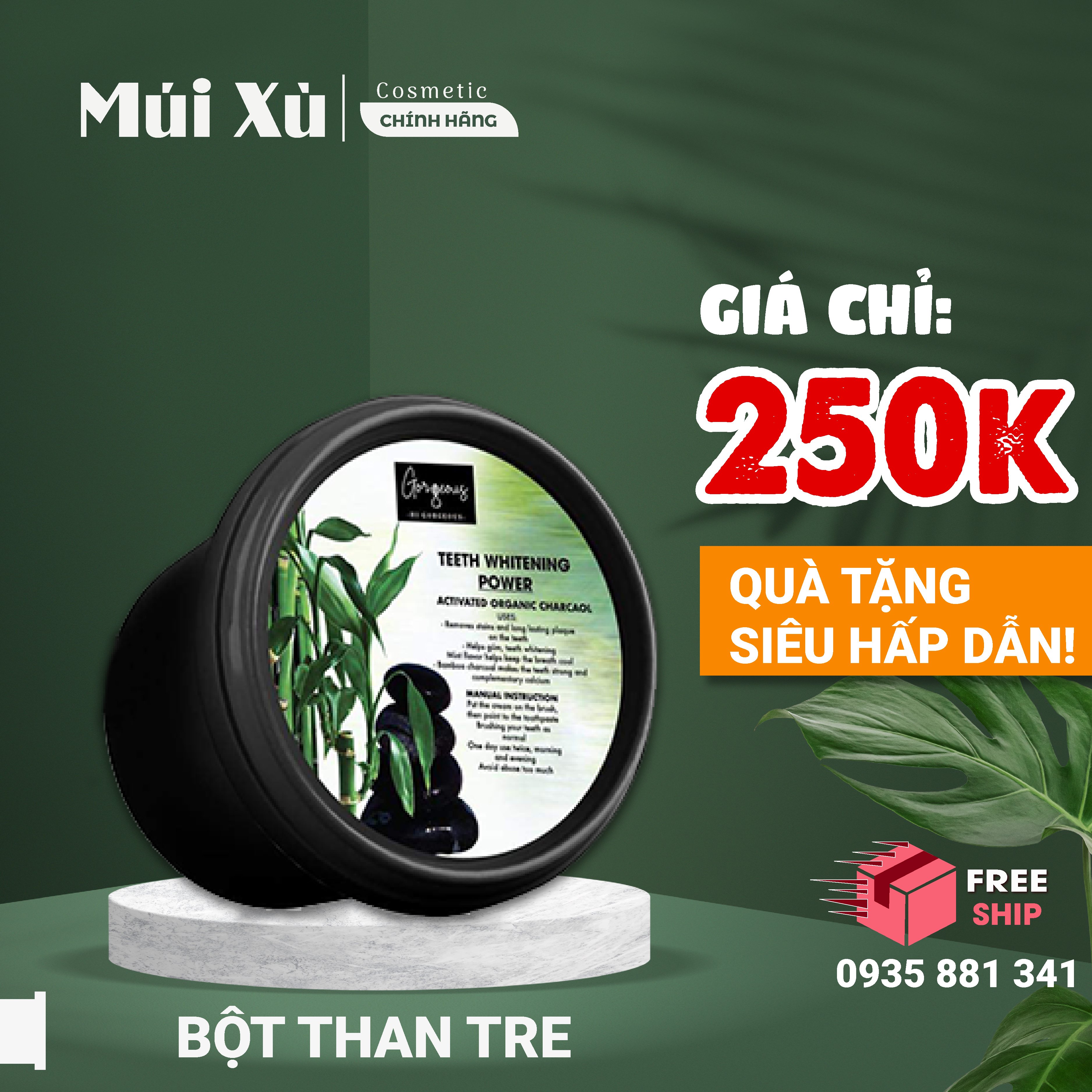 BỘT TRẮNG RĂNG THAN TRE MÚI XÙ + BỘ QUÀ 4 MÓN | Lazada.vn