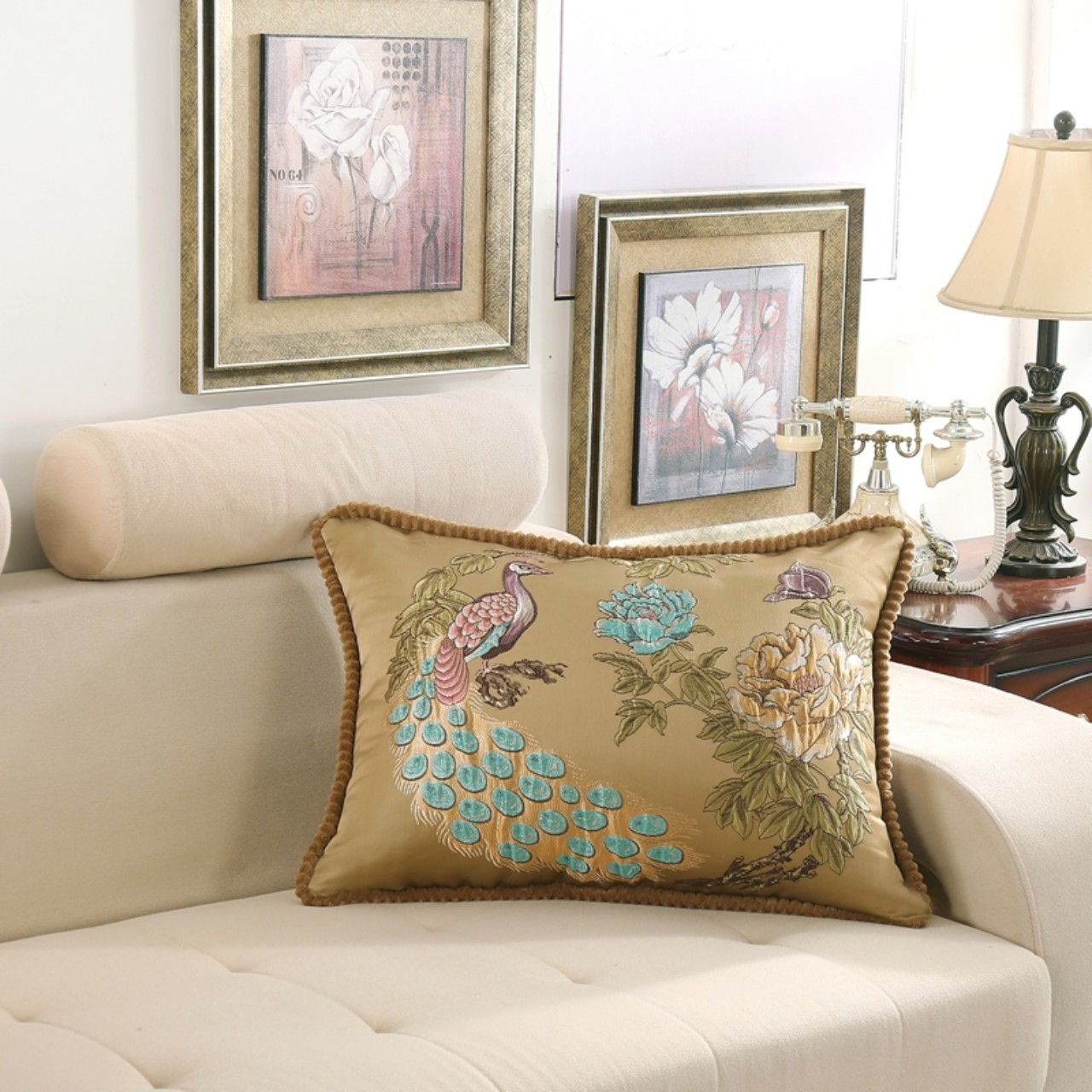 Vỏ Gối Tây Âu Chất Liệu Gấm Cao Cấp Thêu Hoa KT 45*45 cm, Vỏ Gối Tựa ...