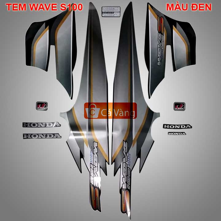 Tem xe máy Wave S100 LOẠI như ZIN, TEM như XỊN - MÀU ĐEN | Lazada.vn