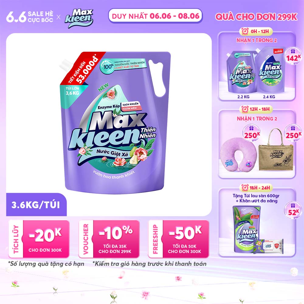 Túi Nước Giặt Xả MaxKleen 3.8kg 3.6kg Huyền Diệu - MixASale