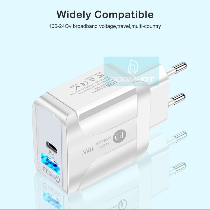 DoomHot Quick Charging Heads Wall Chargers Fast USB/ Type-C Mobile ...