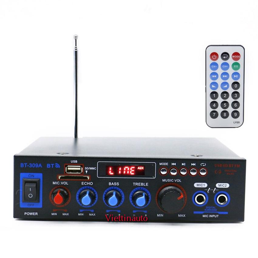 Ampli Karaoke Mini 12V đă năng 2 cổng Mic BT-309A - MixASale