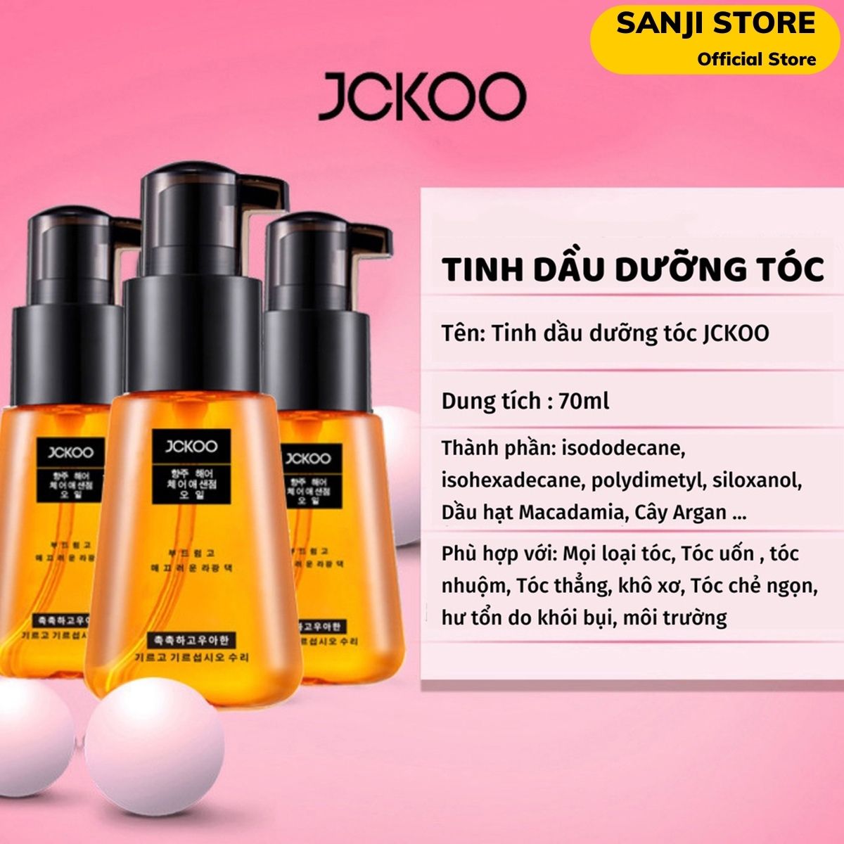 Tinh dầu dưỡng tóc Jckoo phục hồi hư tổn cho tóc che ngọn khô xơ tóc ...