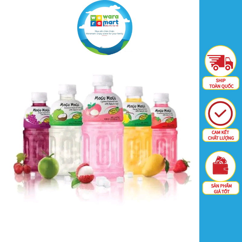 Nước uống Mogu Mogu vị Vải với Thạch Dừa 320ml x3 chai tươi mát hoà quyện hoàn hảo giữa vị chua ...