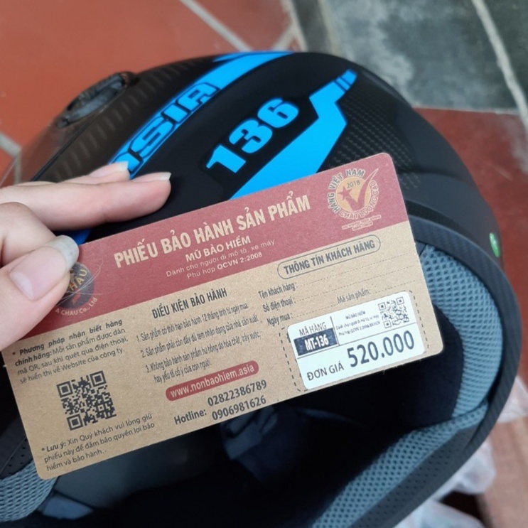 Mũ Bảo Hiểm Full face Royal M136 - ASIA MT136 Mẫu Trơn - Bảo Hành 12 ...