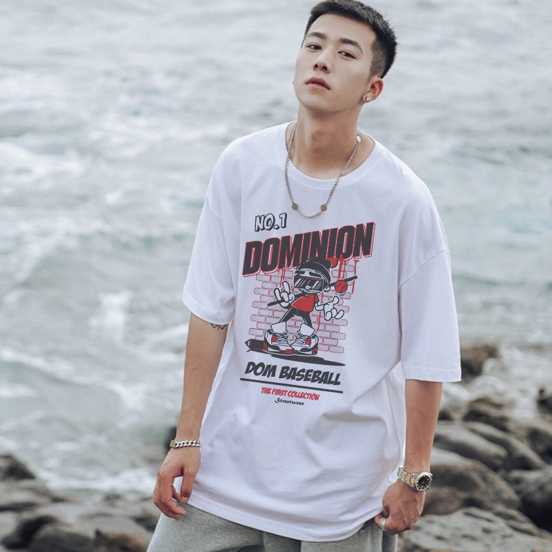 Áo phông nam nữ unisex tay lỡ thun form rộng BASEBALL DOMINION local ...