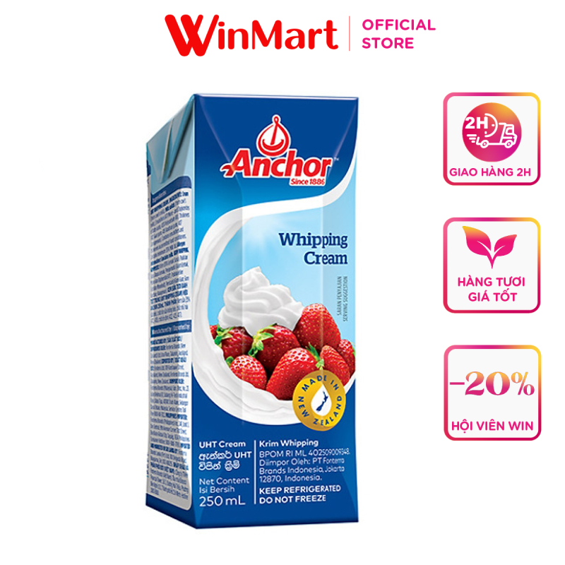 [Siêu thị WinMart] -Kem sữa tươi đánh tiệt trùng Anchor hộp 250ml ...