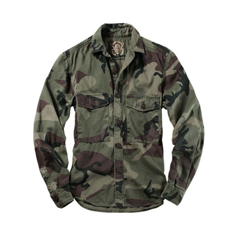 เสื้อเชิ้ตแขนยาวผู้ชายลายพรางสีเขียว ARM-987 (สี 1) - SuperGarden-MALL - ThaiPick