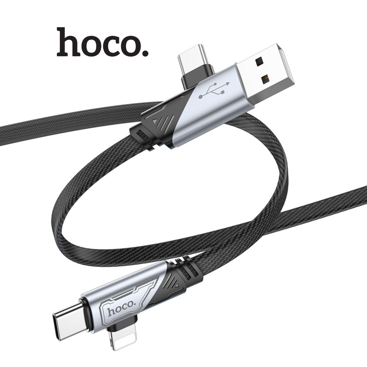 Cáp sạc nhanh 4in1 Hoco U119 ( USB/Type-C to Type-C/cổng I.p) Type-C ...
