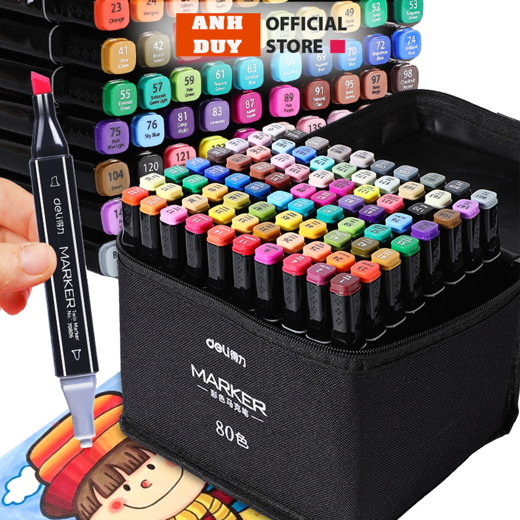 Bút Màu Marker TouchCool Túi Vải Bộ 48 Màu, vẽ anime, chân dung, phong ...
