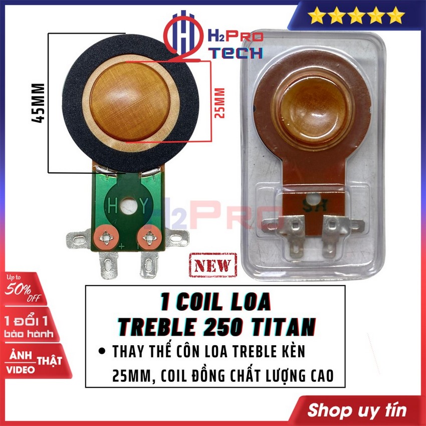 1 Coil Loa Treble Kèn 250 Titan Hàng Chuẩn Mâm Côn 45Mm, Dây Đồng-Màng Nhựa, Côn Loa Tép 250 Loa ...