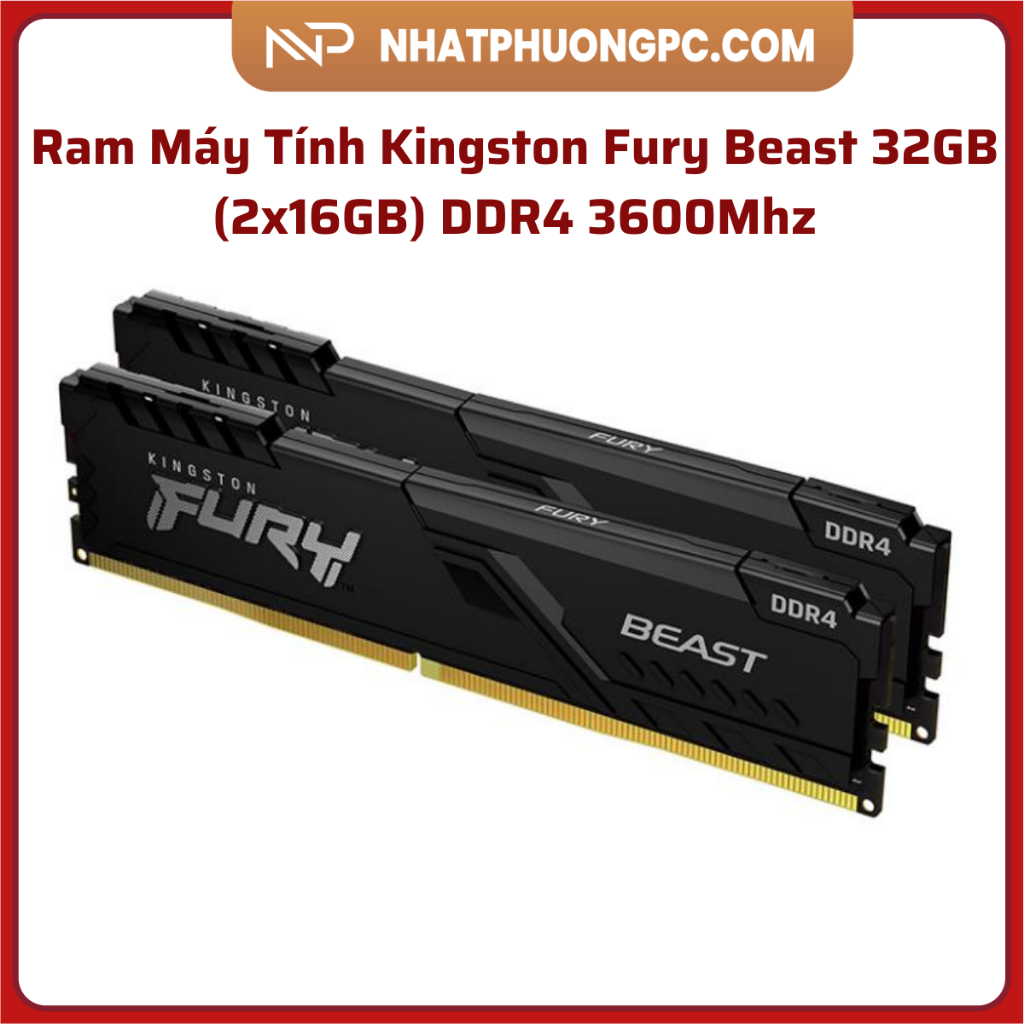 Ram Kingston Fury Beast RGB 16GB 2x8GB 32GB 2x16GB DDR4 3600Mhz