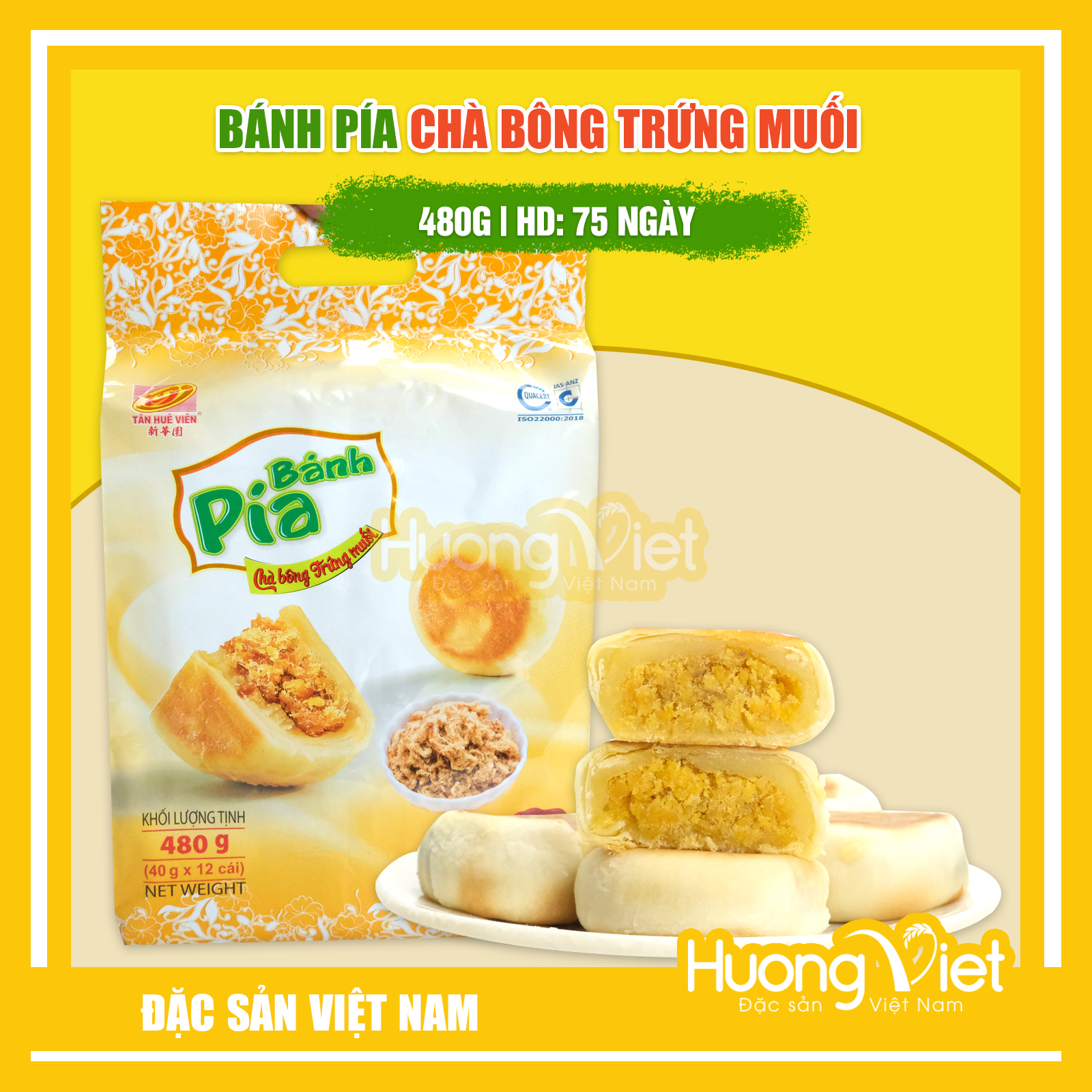 Bánh pía mini chà bông trứng muối Tân Huê Viên 12 bánh 480gr bánh pía ...