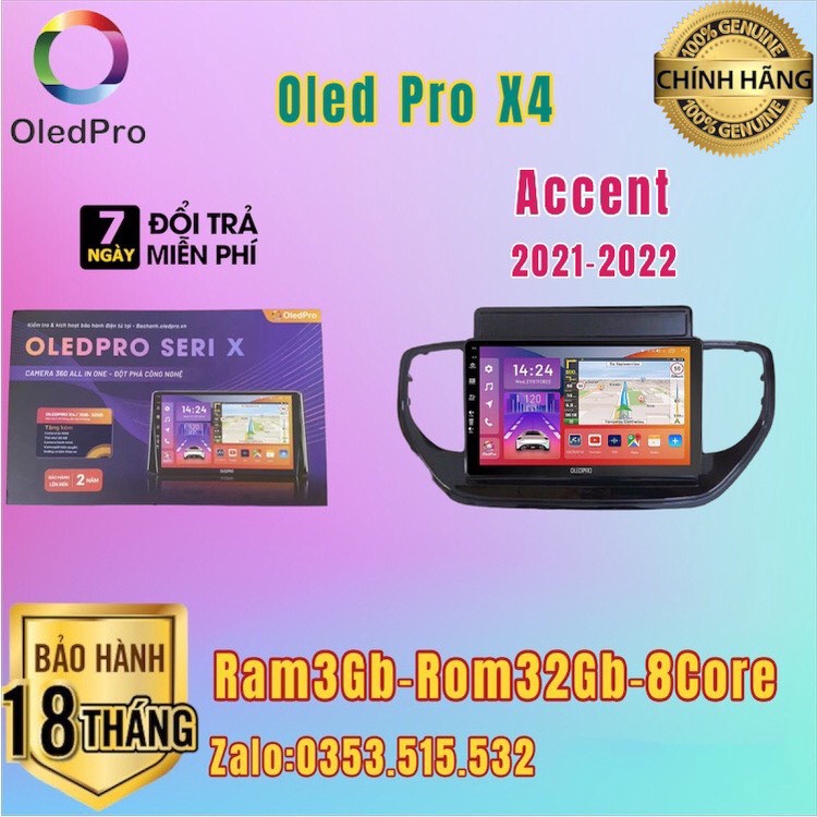 Màn Hình DVD Android OLED PRO X4 Theo Xe Accent 2021 - 2022 Kèm dưỡng và jack nguồn zin theo xe ...