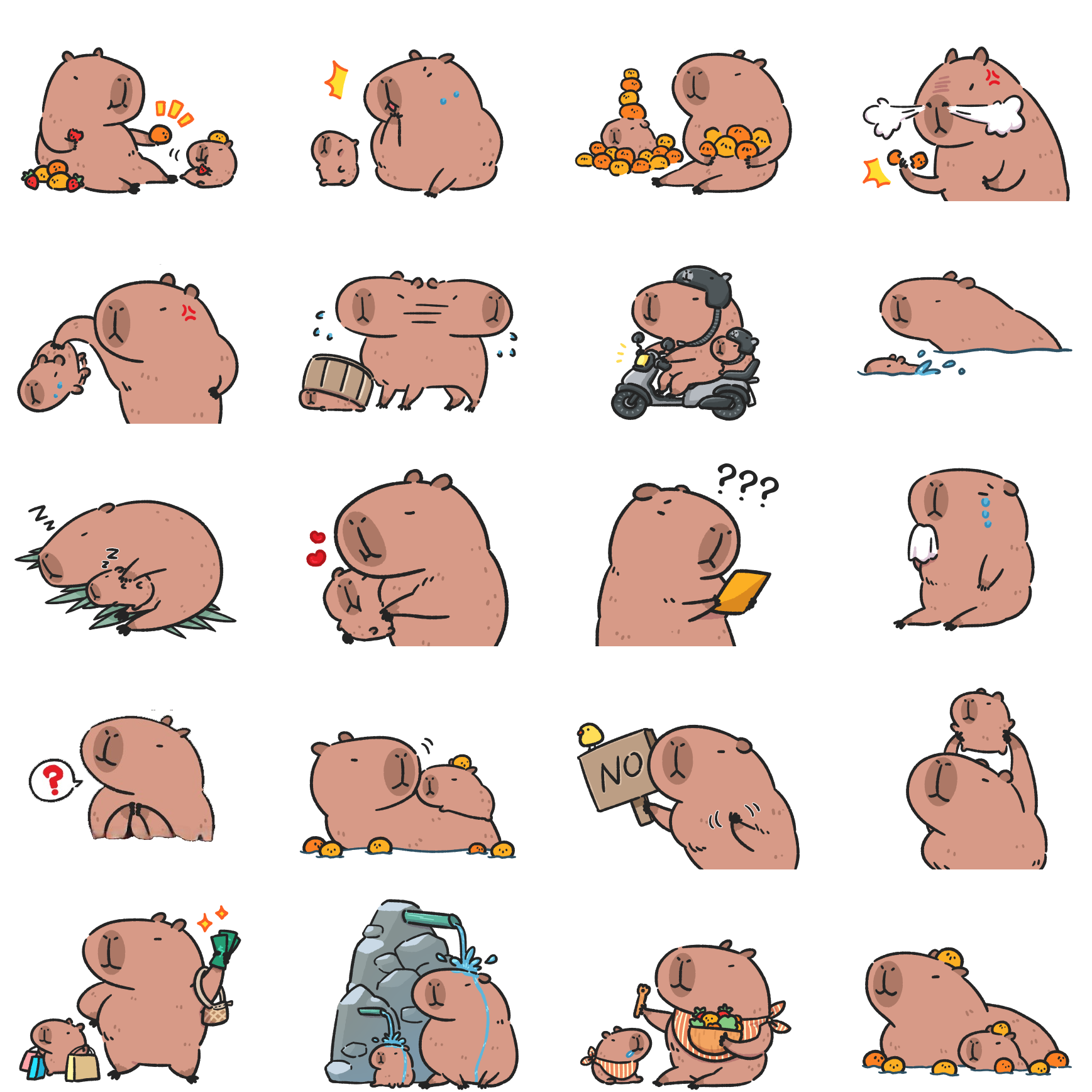 Set 40 sticker Capybara mom and baby capybara dễ thương cute TooYoo ...