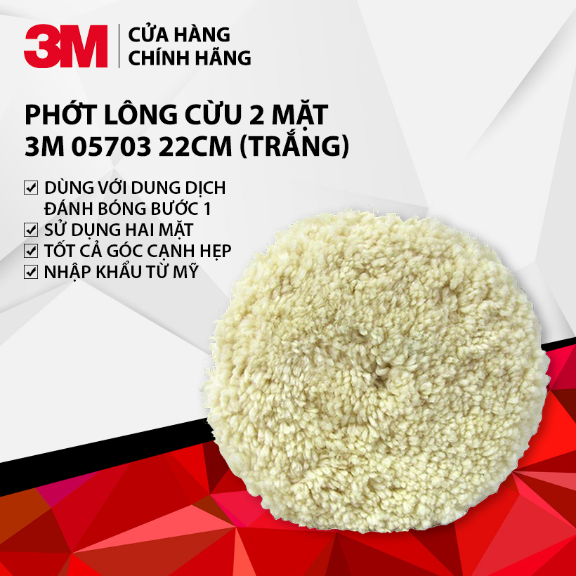 Phớt lông cừu 2 mặt 3M 05703 22cm (Trắng) | Lazada.vn