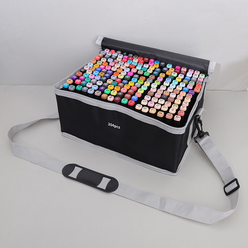 Bút màu dạ Marker Touch 2 đầu kèm đế - túi vải chuyên nghiệp Bộ 204 màu ...