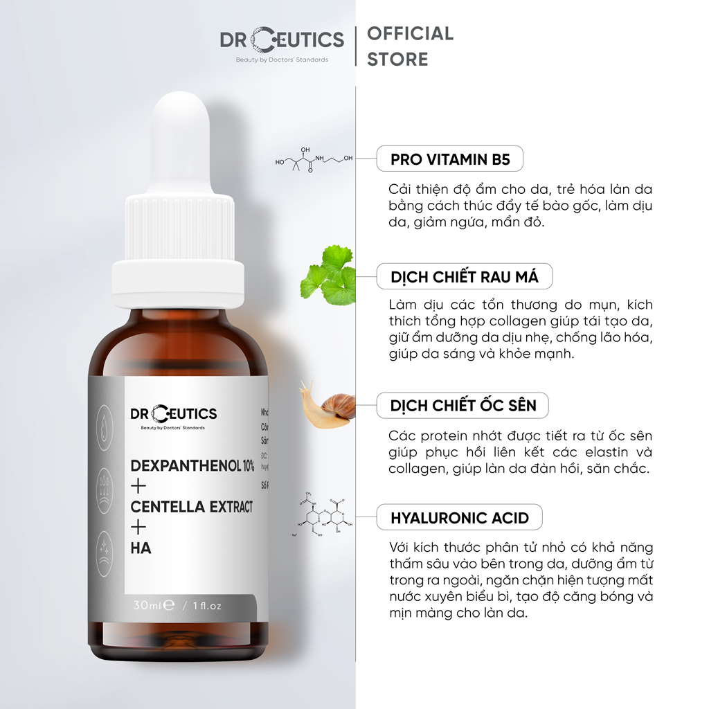 DRCEUTICS Serum B5 DrCeutics Cấp Ẩm Và Phục Hồi Da Dexpanthenol 10 Centella Extract HA (30g 100g ...