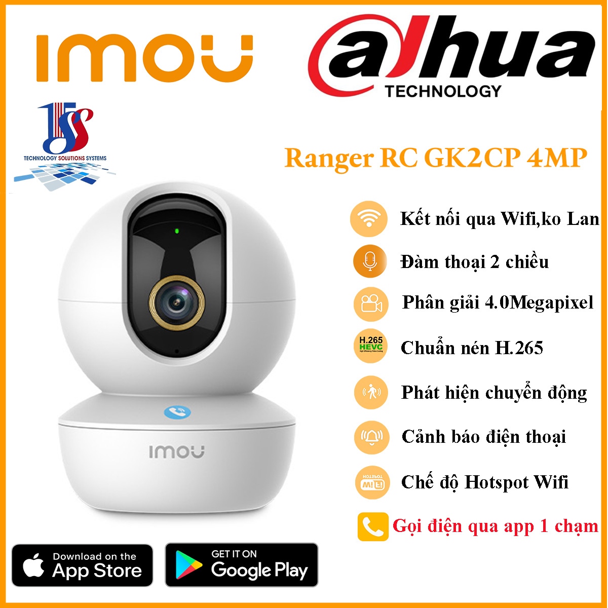 Camera Wifi IMOU Ranger S2 (A43EP) - 2K - Mẫu mới 2023Xoay 360 độĐàm ...